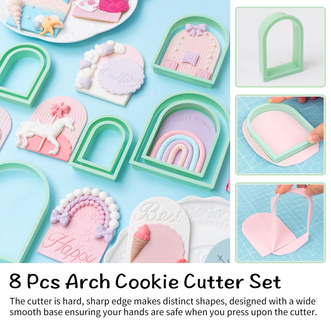 Arch Cookie Cutter- 8 Piece Cookie Cutter Set 3D Polymer Clay Cutter ...