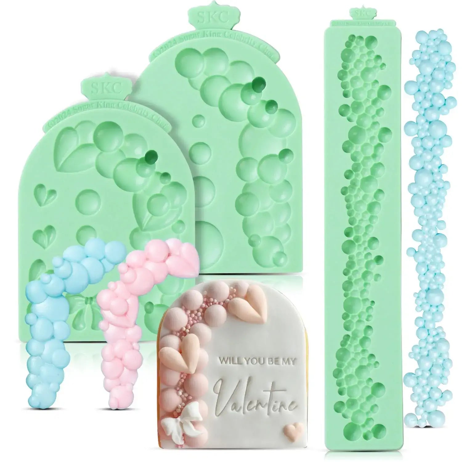 3 PCS Pearl Bubbles Ball Fondant Molds DIY 3D Pearl Borders Molds | Qeleg®