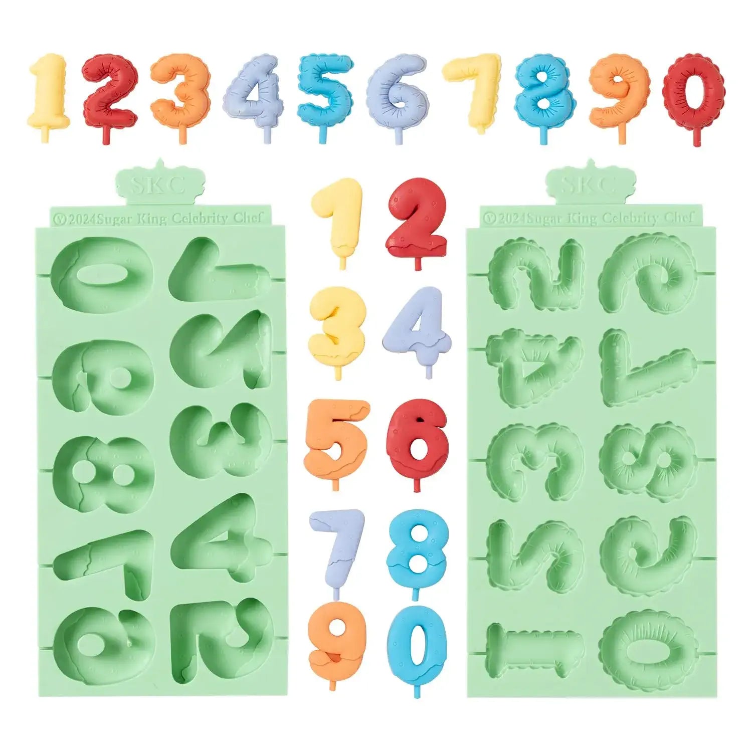2 Pack 3D Chocolate Molds Silicone Number 0-9 Number Cake Molds for ...