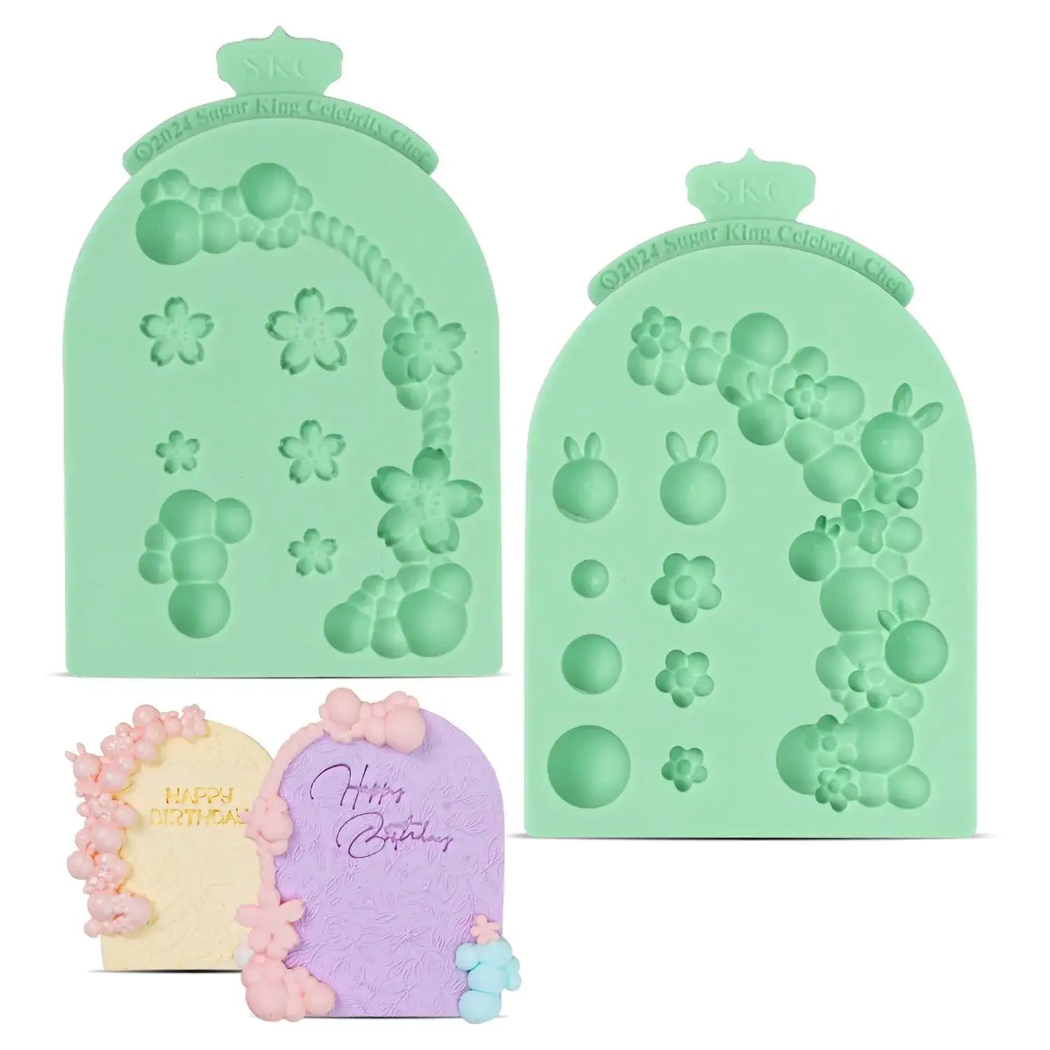 2 PCS Pearl Bubbles Ball Fondant Molds DIY 3D Pearl Borders for Baking ...